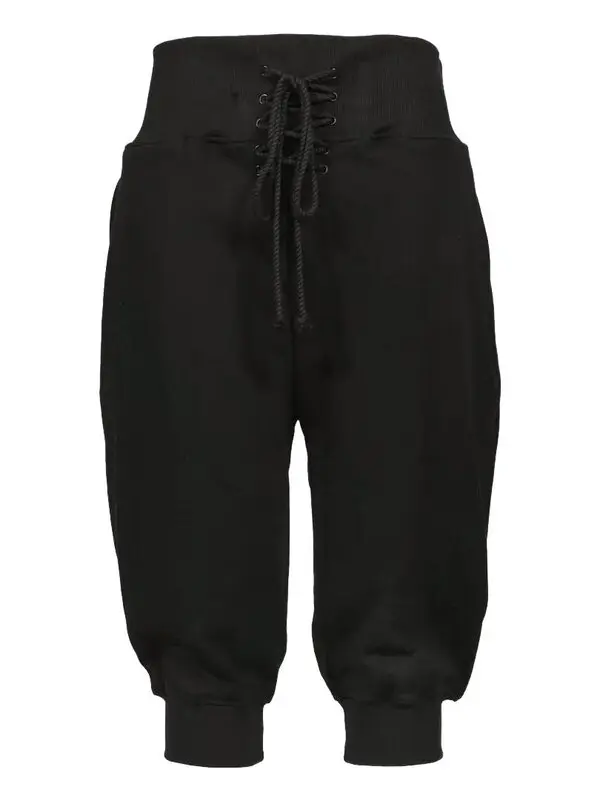 604SERVICE Cropped Track Pants With Lace-up Detail - Black