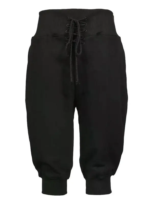 604SERVICE Cropped Track Pants With Lace-up Detail - Black