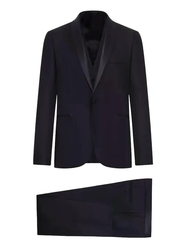 Tagliatore Shawl-lapel Wool Tuxedo - Black