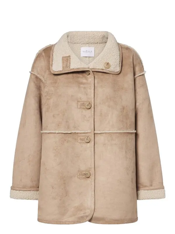 Velvet By Graham & Spencer Shona Teddy-trimmed Jacket - Beige