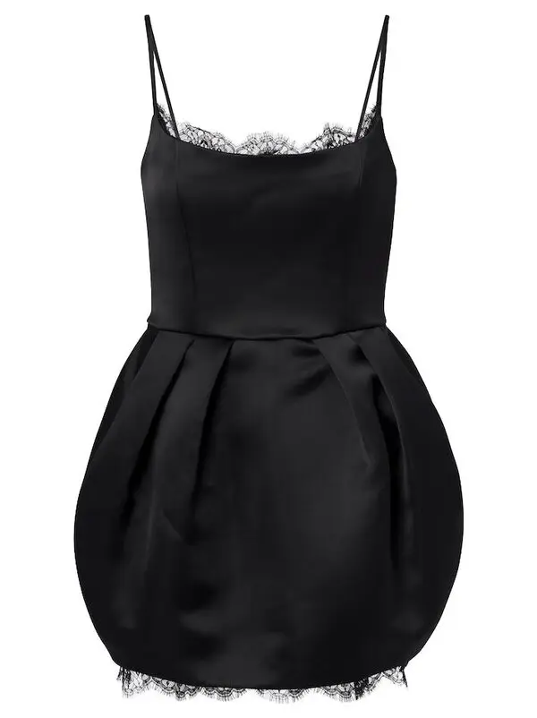Blumarine Lace-trimmed Duchesse Mini Dress - Black