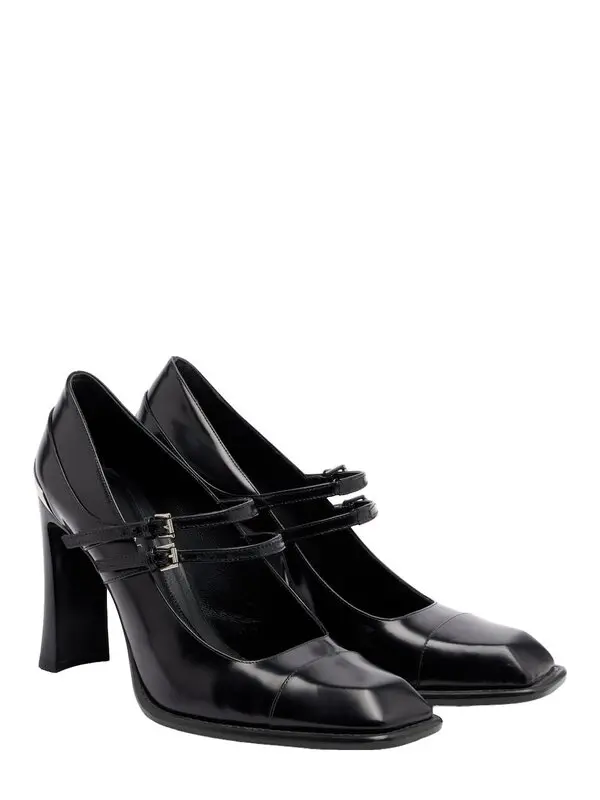 Alexander McQueen Leather Mary Jane Pumps - Black