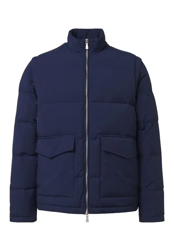Eleventy Wool-blend Down Jacket - Blue