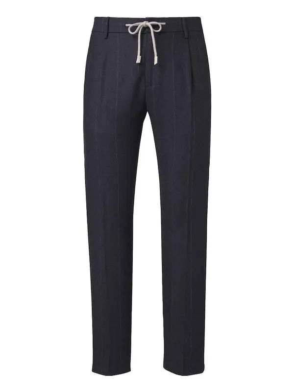 Eleventy Wool, Cotton, And Cashmere Tapered Pants In Blu - Blue