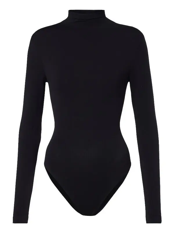 Wolford Shaping Turtleneck Jersey Bodysuit - Black