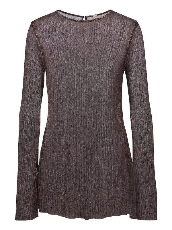 CALA DE LA CRUZ Loretta Knitted Lamé Top - Gold