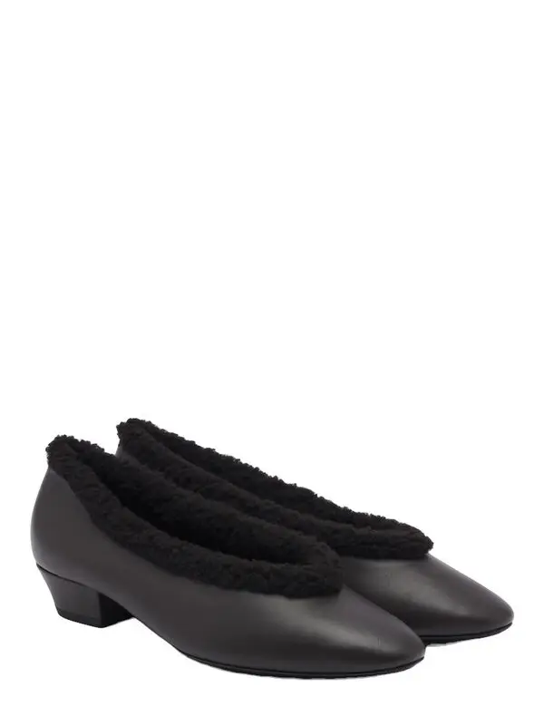 Magda Butrym Shearling-lined Leather Pumps - Brown