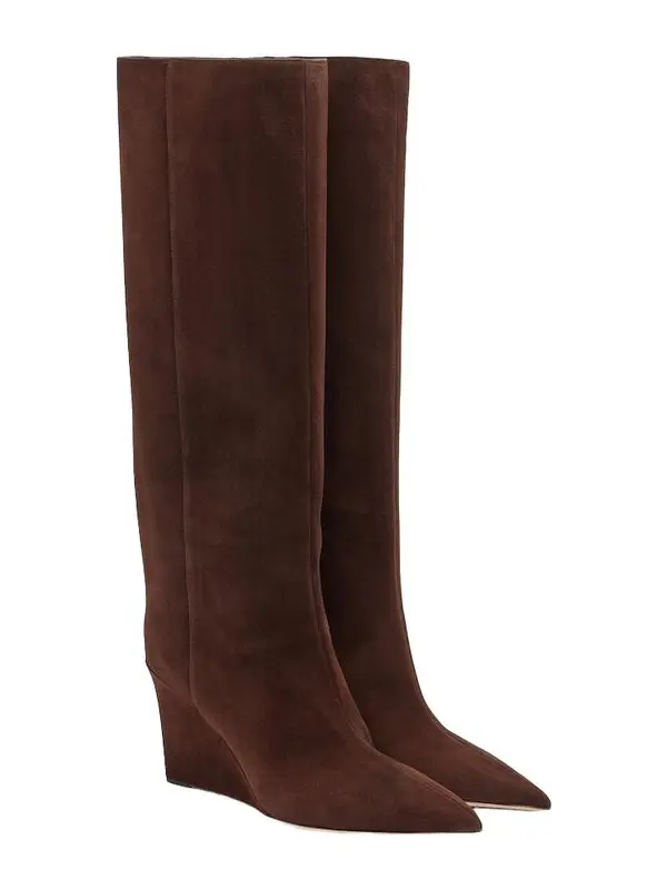JIMMY CHOO Suede Wedge Knee-high Boots - Brown