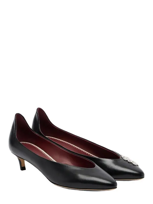 Magda Butrym Embellished Leather Pointed Toe Pumps - Black