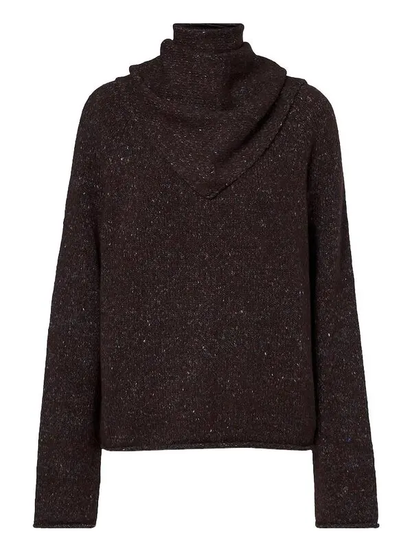 Velvet By Graham & Spencer Kana Scarf-detail Wool-blend Sweater - Brown