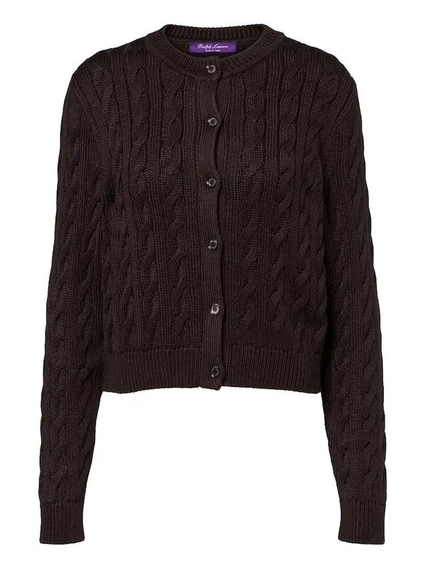 Ralph Lauren Cable-knit Silk Cardigan - Brown