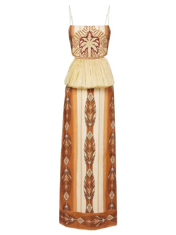 Johanna Ortiz Andean Mythology Printed Linen Maxi Dress - Multicoloured