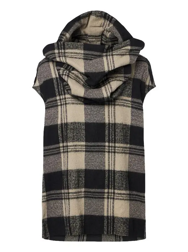 Rick Owens Plaid Hooded Sleeveless Top - Grey