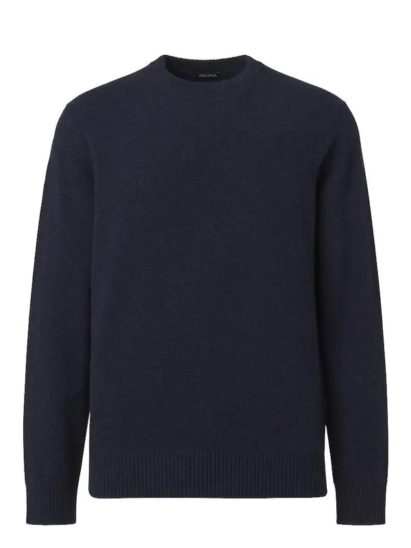 Zegna Wool And Cashmere Crewneck Sweater - Blue