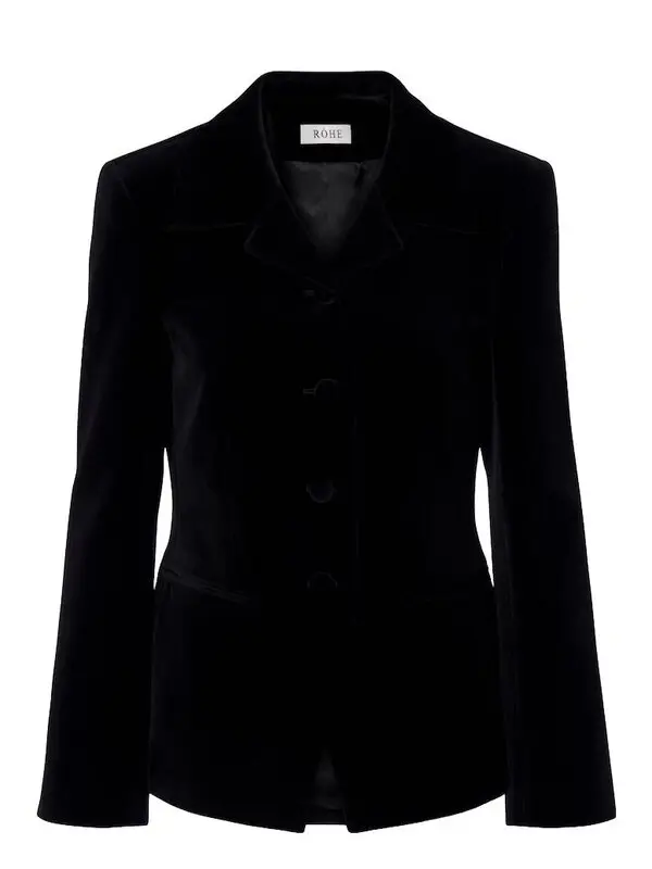 RÓHE Single-breasted Cotton Velvet Blazer - Black