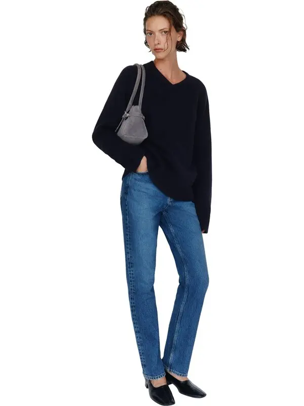 REFORMATION Sydney Regenerative Wool V-neck Sweater - Blue