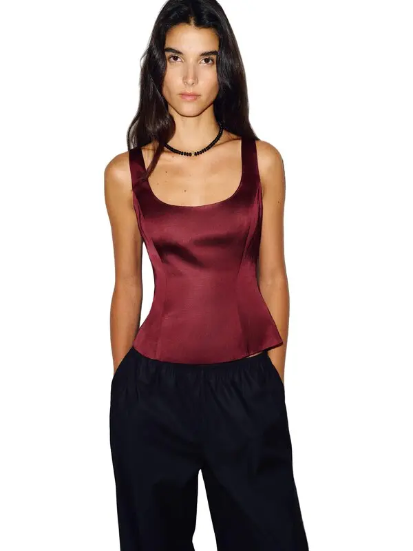 REFORMATION Sleeveless Scoop Neck Top - Red
