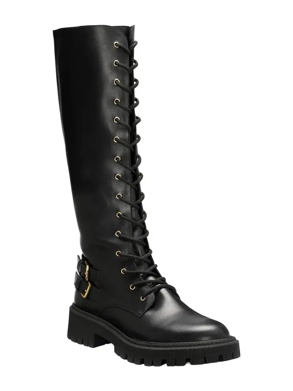 Ramy Brook Valentina Buckled Knee-high Suede Combat Boots - Black