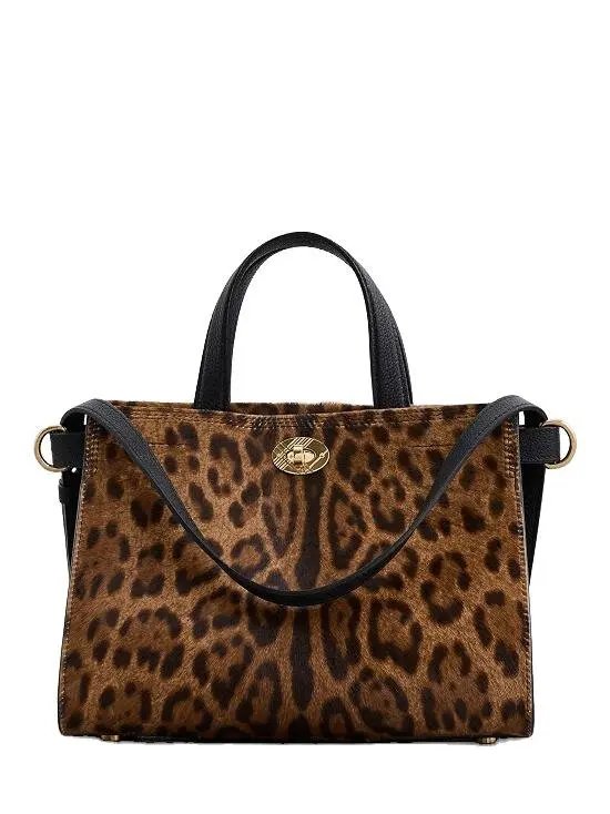 Burberry Small Leopard Print Fur Tote - Leopard/black