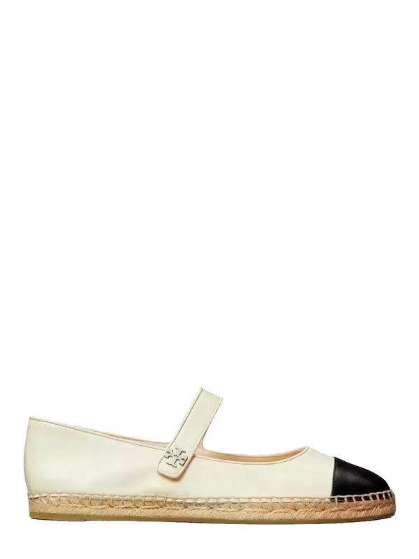 Tory Burch Leather Cap-toe Espadrille Flats - Neutrals