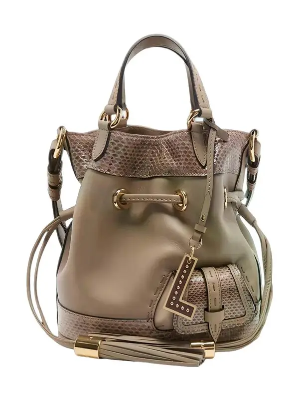 LANCEL Snakeskin-effect Panelled Bucket Bag - Neutrals