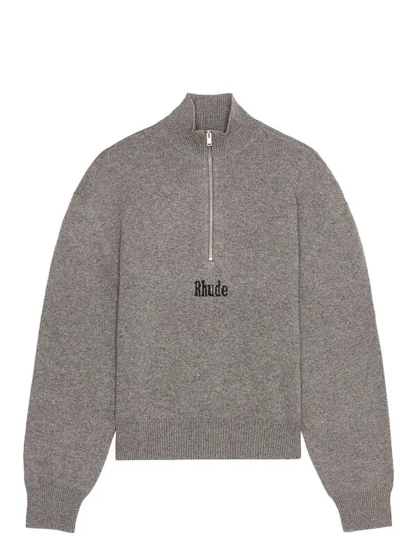 Rhude Quarter-zip Knit Top - Grey