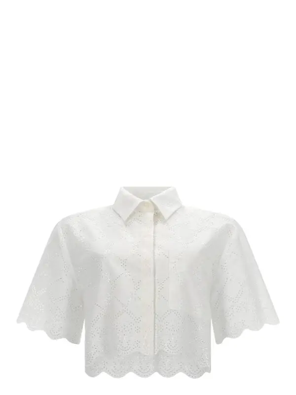 MSGM Eyelet Short-sleeve Button-up Shirt - White