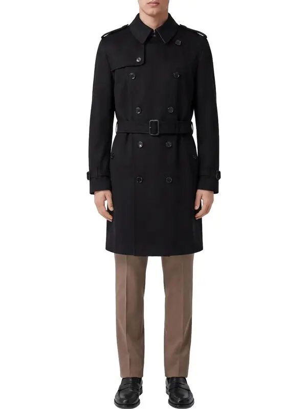 Burberry Double-breasted Pure Cashmere Coat - Black
