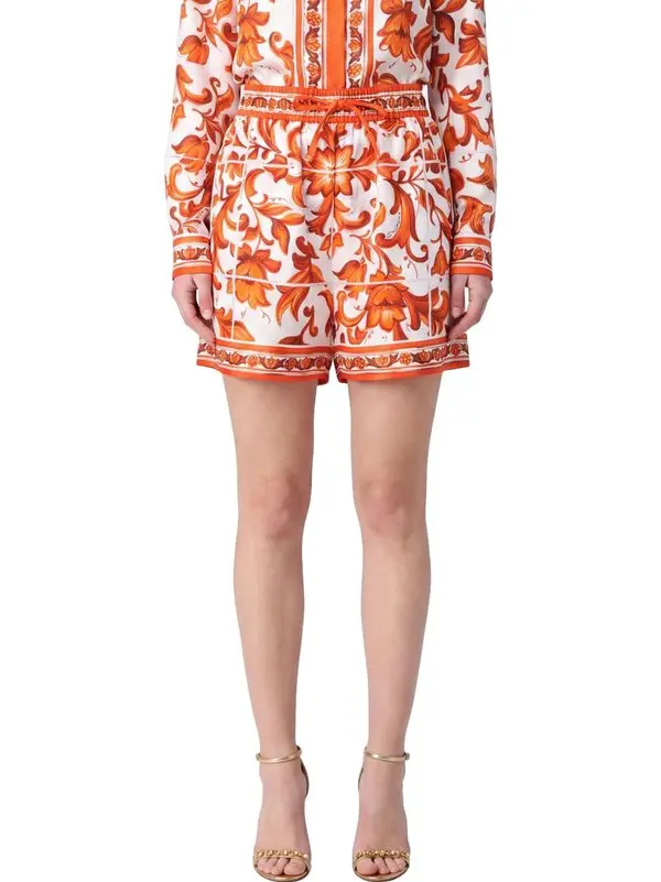 Dolce & Gabbana Majolica Print High-waisted Cotton Shorts - Black