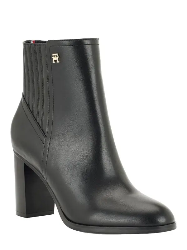Tommy Hilfiger Dannie Block Heel Ankle Bootie - Black