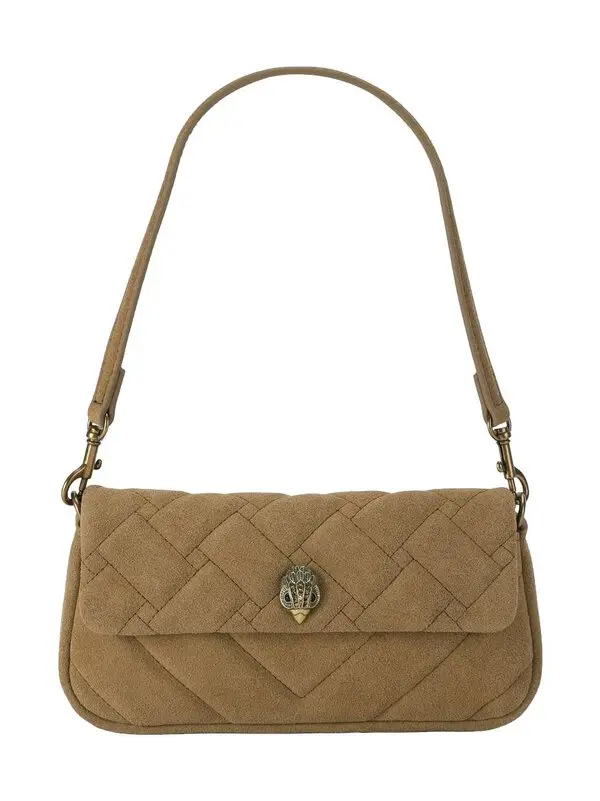Kurt Geiger Pickle Quilted Suede Shoulder Bag - Tan