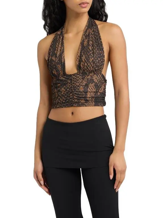 FENERS Festa Snakeskin Print Halter Top - Serp