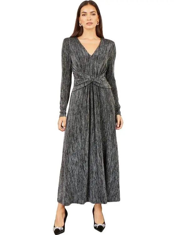 YUMI Metallic Twist Waist Maxi Dress - Black