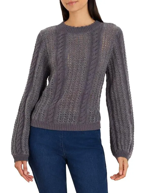 NIC+ZOE Puff Sleeve Mix Sweater - Dark Bluestone