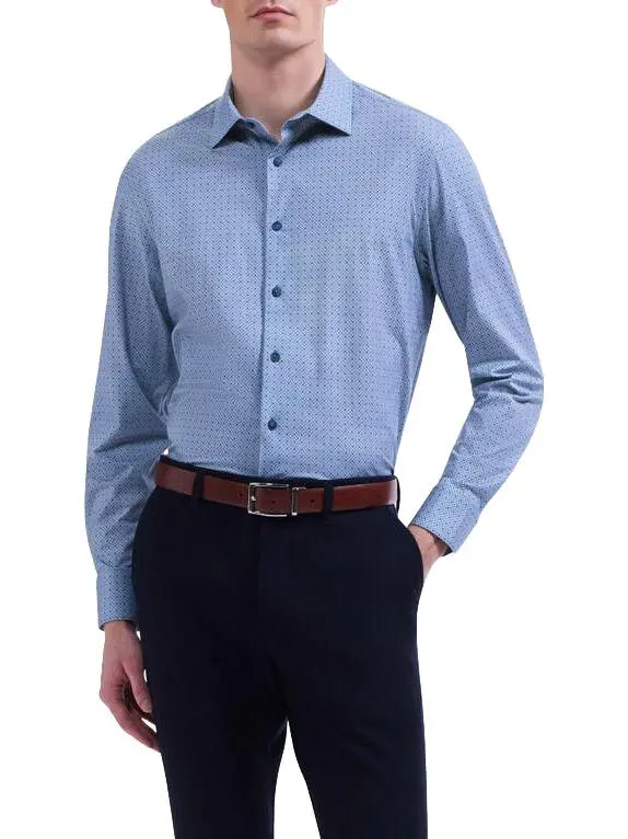 Bugatchi James Ooohcotton Print Long Sleeve Button-up Shirt - Teal