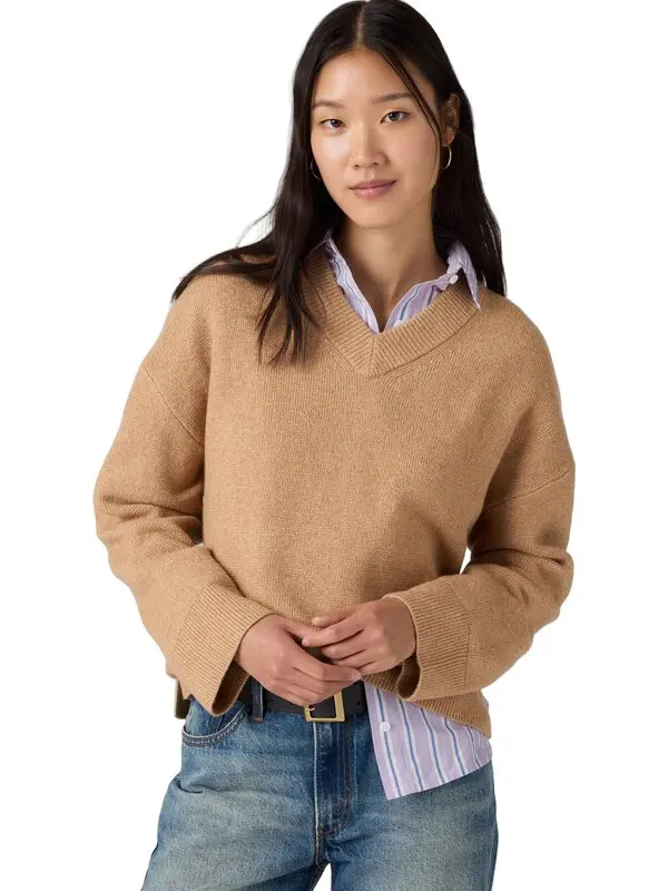 LEVI'S Supersoft V-neck Sweater - Tan
