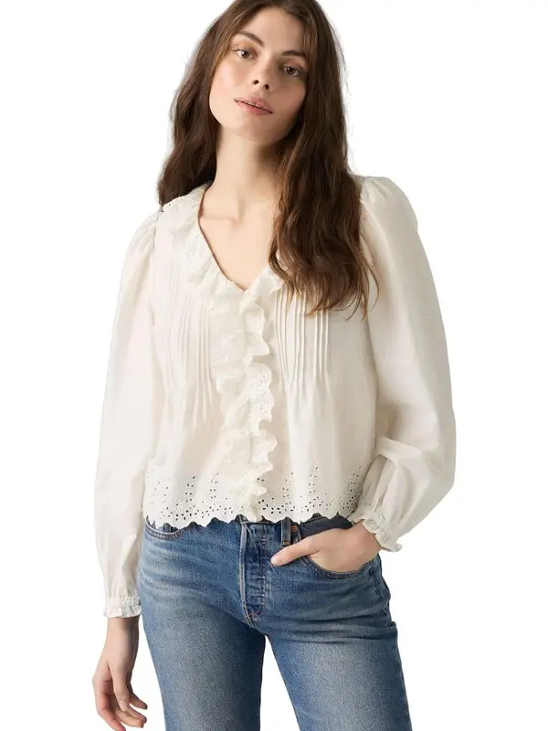 LEVI'S Claire Long-sleeve Ruffled Blouse - Cloud Dancer