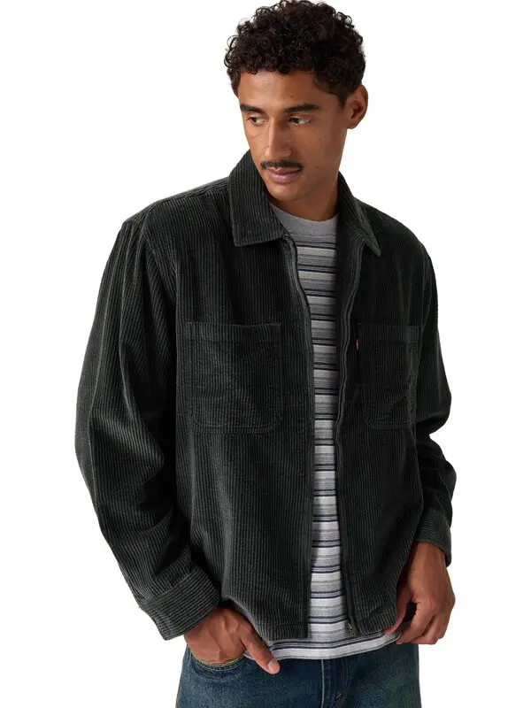 LEVI'S Ports Boxy Corduroy Zip-up Overshirt - Dark Phantom