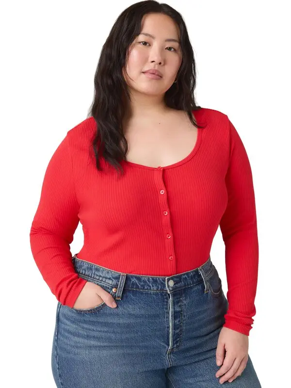 LEVI'S Austen Button-up Long Sleeve Top - True Red