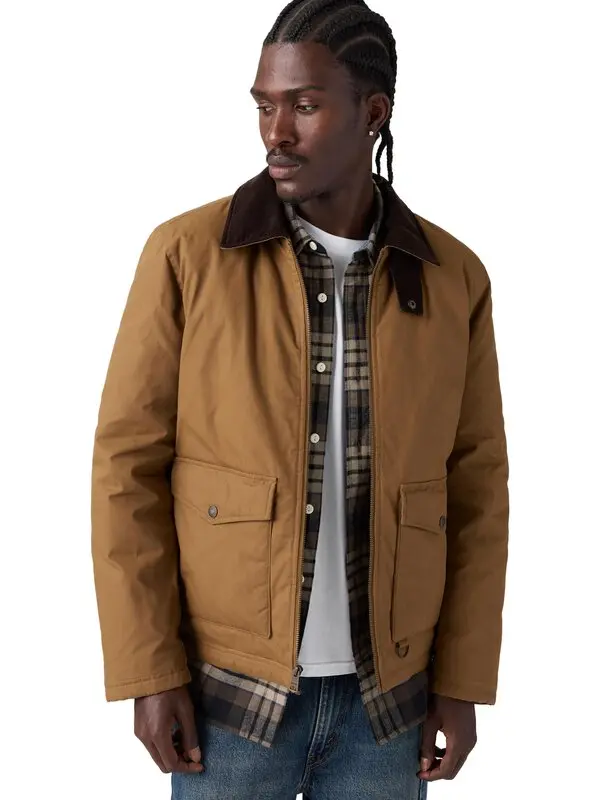 LEVI'S Barn Jacket With Laydown Collar And Zip-up Front - Worker Brown