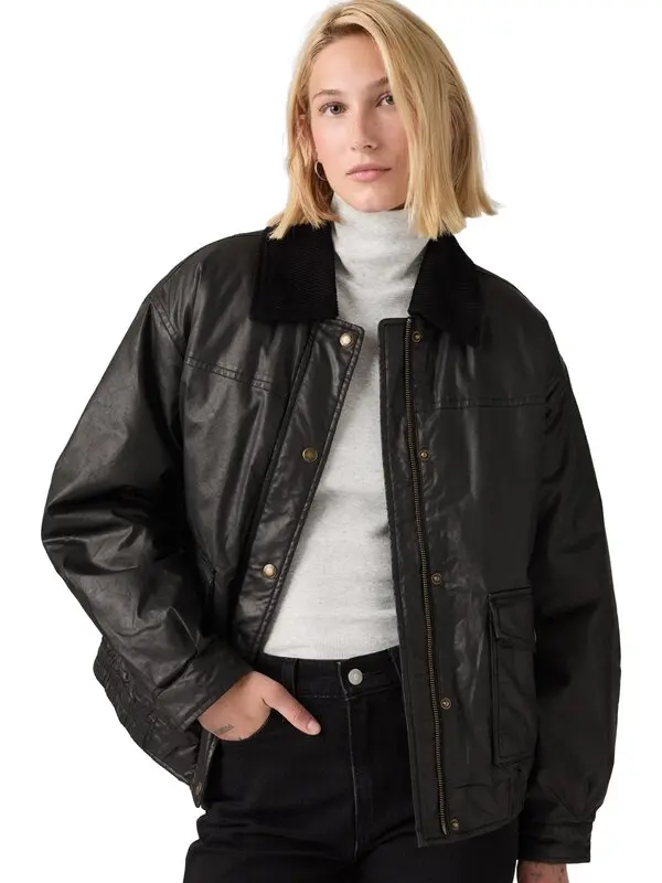 LEVI'S Waxed Cotton Dad Bomber Jacket - Black
