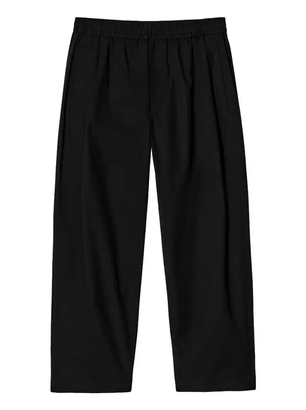 Cos Cropped Elasticated Relaxed-fit Wide-leg Pants - Black
