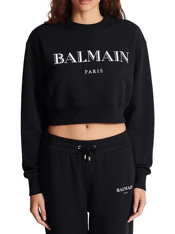 Balmain Printed Crewneck Sweatshirt - Black