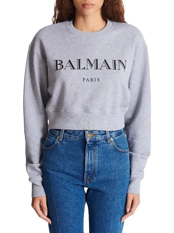 Balmain Printed Crewneck Sweatshirt - Grey