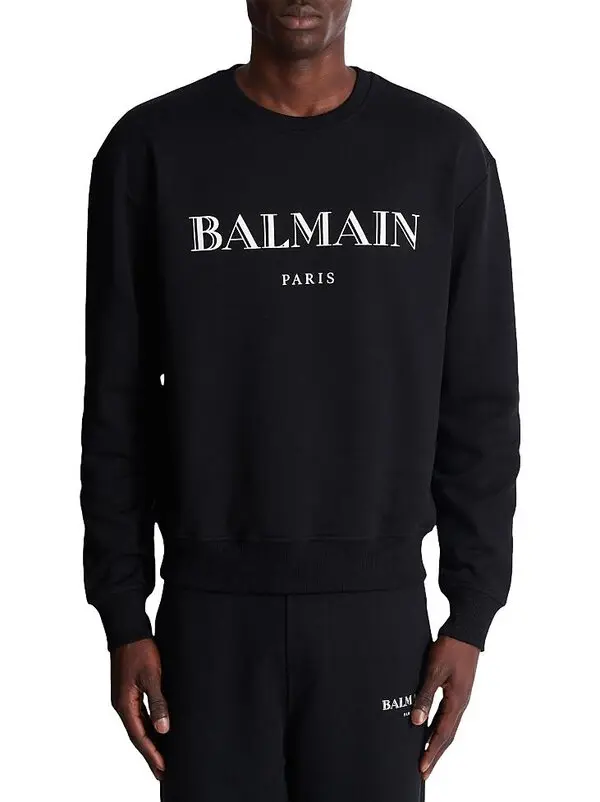 Balmain Printed Cotton Sweatshirt - Black
