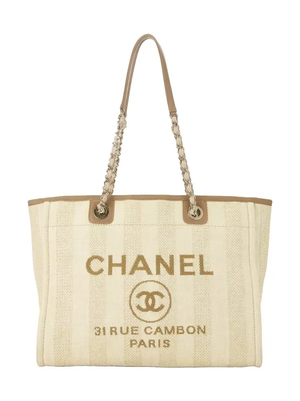 Chanel Raffia Deauville Tote Bag - Beige