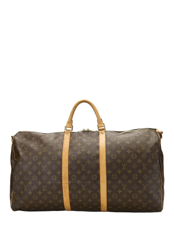 LOUIS VUITTON Monogram Keepall Bandouliere 60 Duffle Bag - Brown