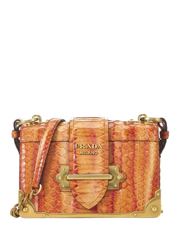 Prada Python Cahier Crossbody Bag - Orange