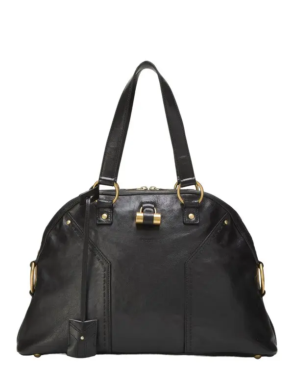 Saint Laurent Grained Leather Muse Top Handle Bag - Black