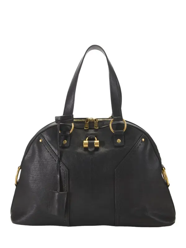 Saint Laurent Grained Leather Muse Top Handle Bag - Black